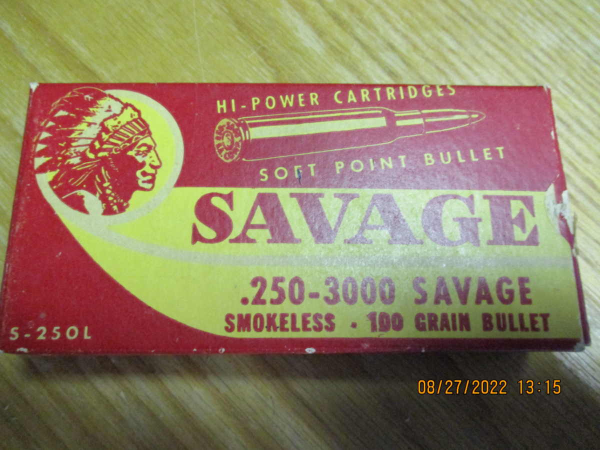 Savage Vintage Box With 20 Pieces Of Factory Head Stamped Brass .250 ...