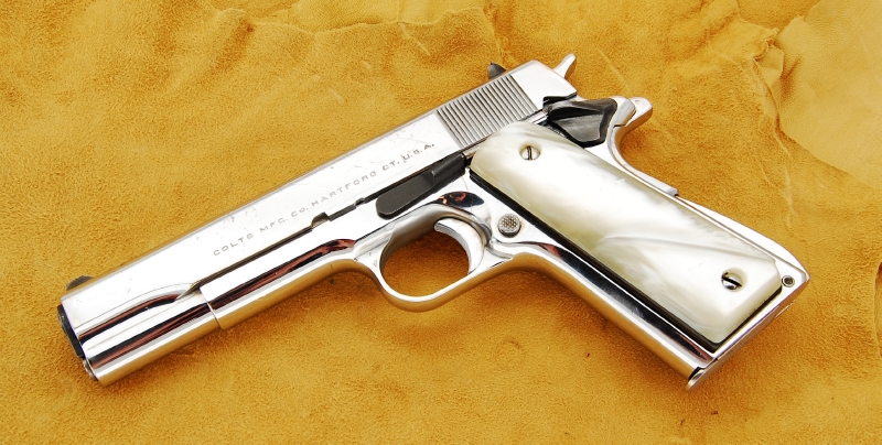 COLT-GOVERNMENT MODEL 1911 CALIBER 45 MFD 1947 NICKEL PLATED C&R OK For ...
