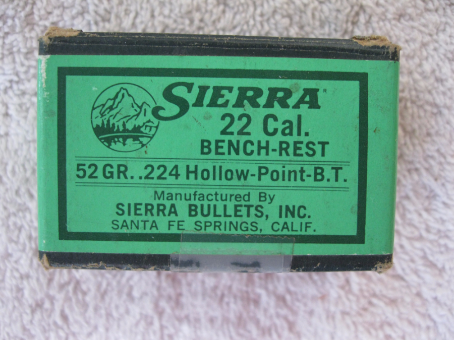 Sierra 22 Cal Bench-Rest 52 Gr .224 Hollow-Point Bt Boat Tail Bullets ...