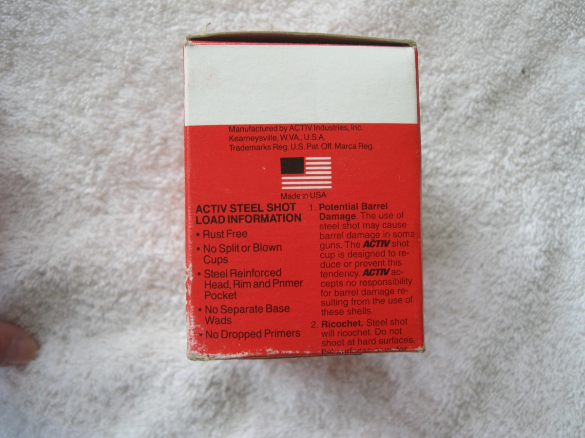 Activ Steel Shot 12 Gauge 2 3/4 Shotgun Shells Ammunition Act Iv 1 1/4 ...