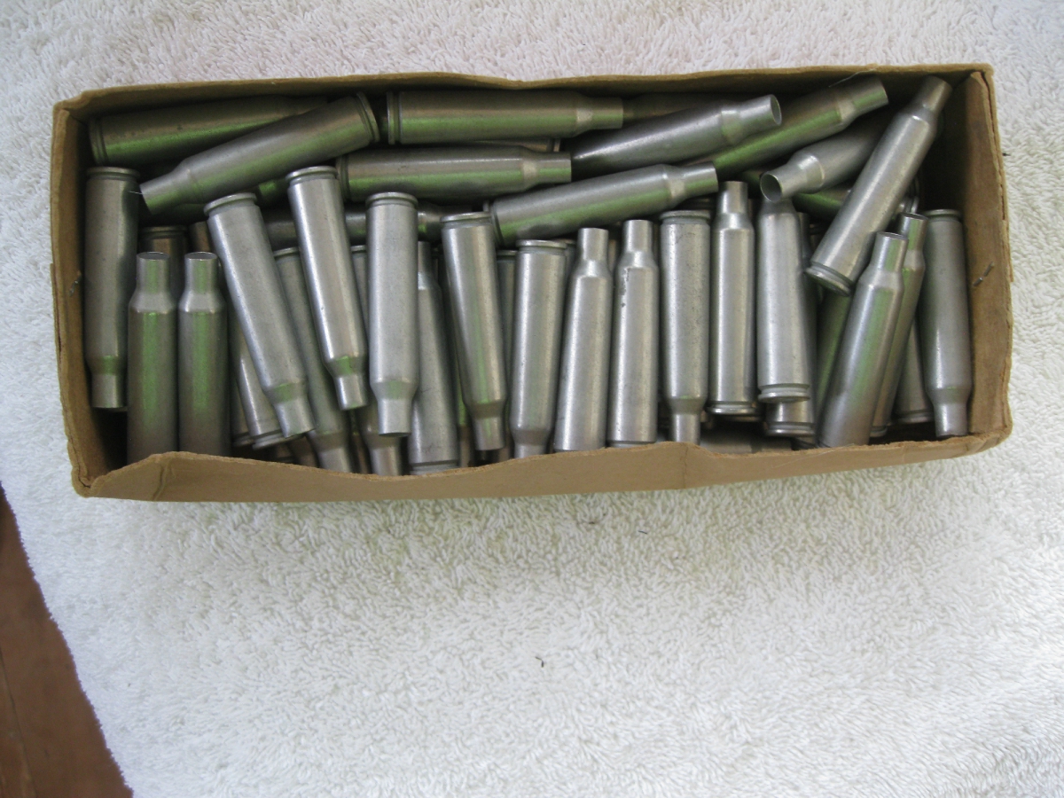 6.5 X 55 NORMA SILVER COLORED CARTRIDGE CASES 77 count USE BERDAN ...