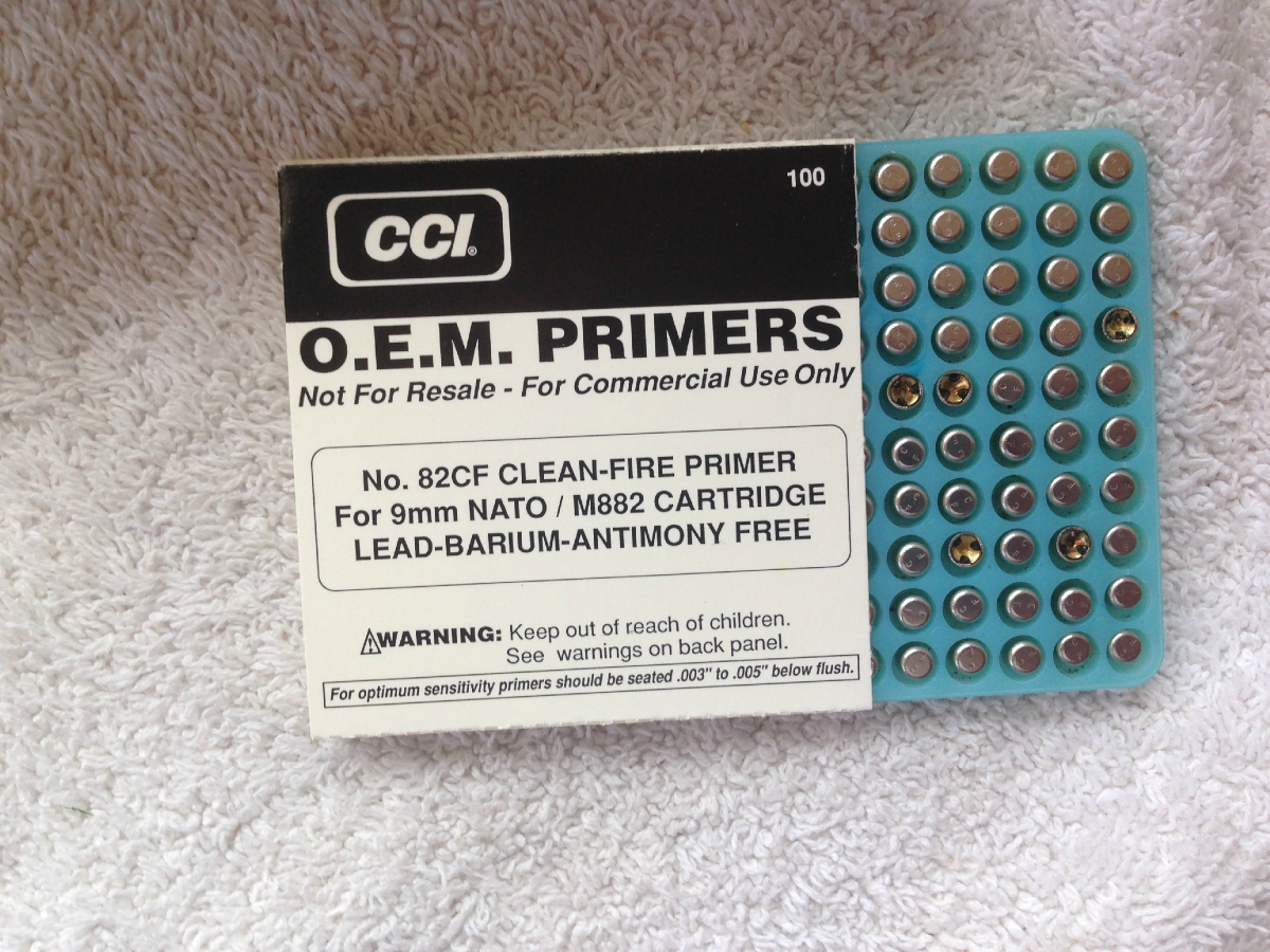 Cci O.E.M. Small Arms Primers No. 82cf Clean Fire For 9mm Nato / M882 ...