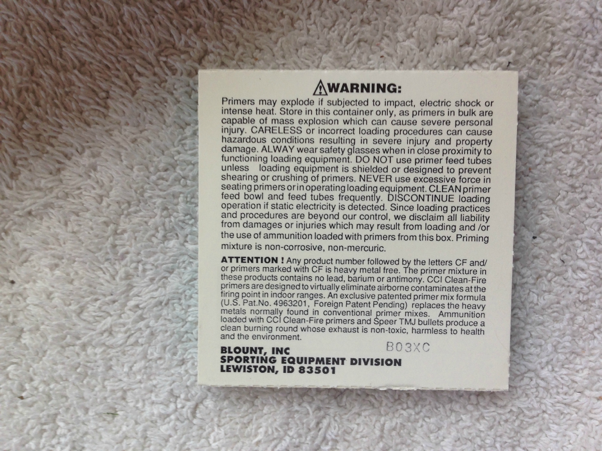 Cci O.E.M. Small Arms Primers No. 82cf Clean Fire For 9mm Nato / M882 ...