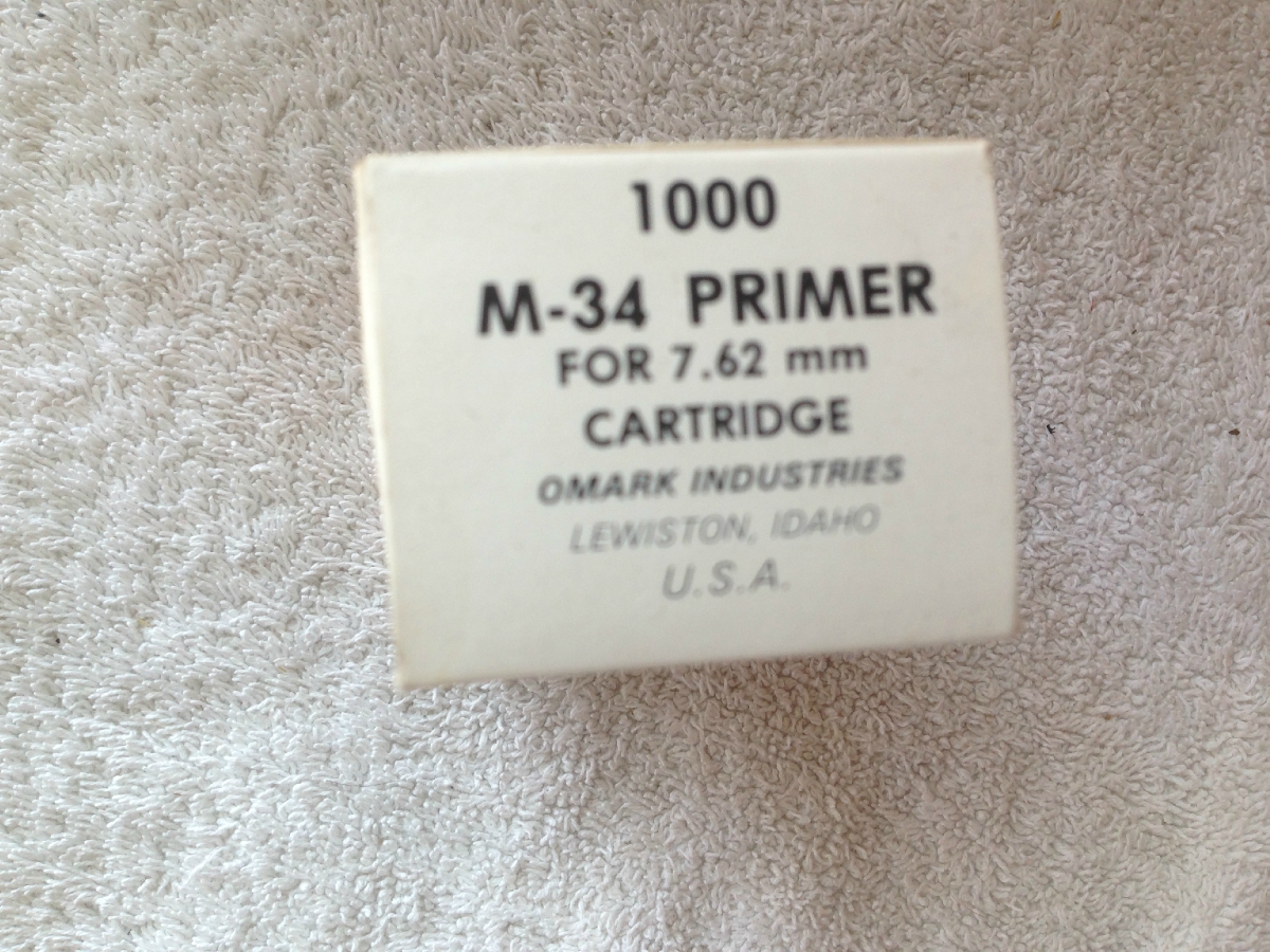 Omark M-34 Primer For 7.62 Mm Cartridge Large Military Rifle Primers ...