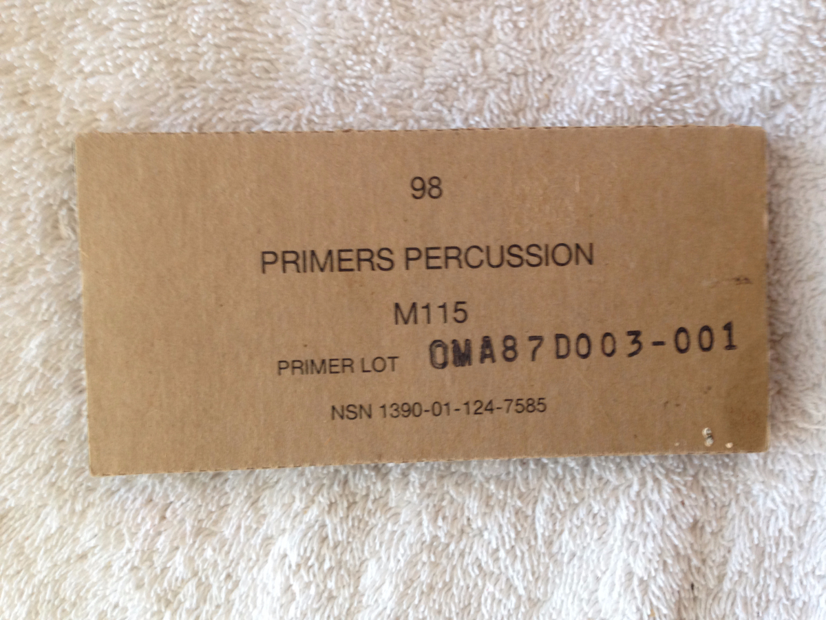 M115 Primers Percussion 20mm And 25mm 52 Count / 927-0 .25 Acp For Sale ...