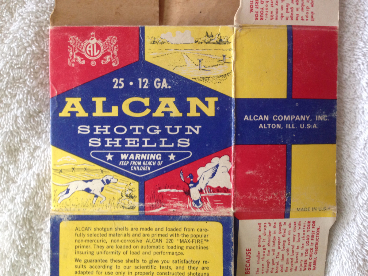 ALCAN 12 GAUGE SHOTGUN SHELLS EMPTY BOX VINTAGE SMOKELESS POWDER / 1031 ...