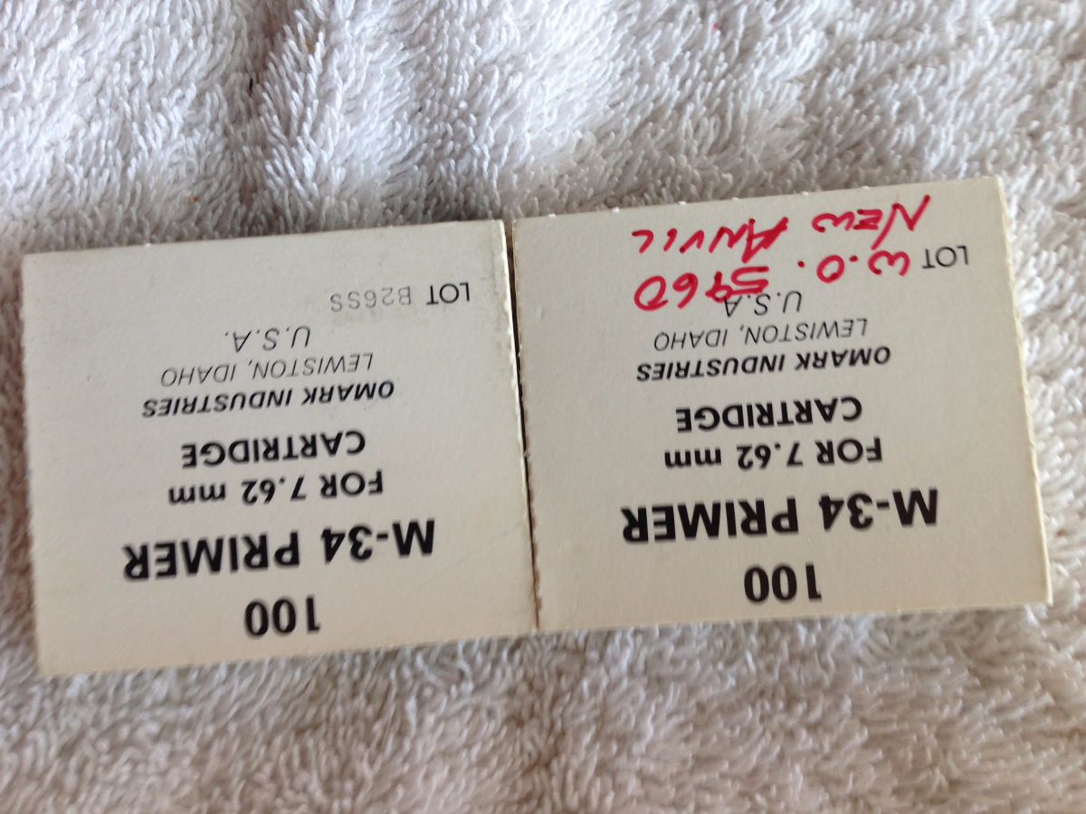 Omark Industries M-34 Primer For 7.62 Mm Cartridge Large Military Rifle ...