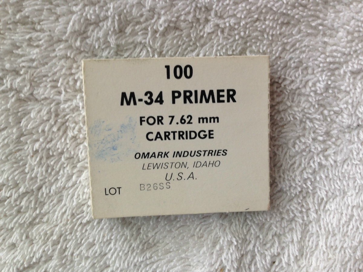 Omark M-34 Primer For 7.62 Mm Cartridge Large Military Rifle Primers ...