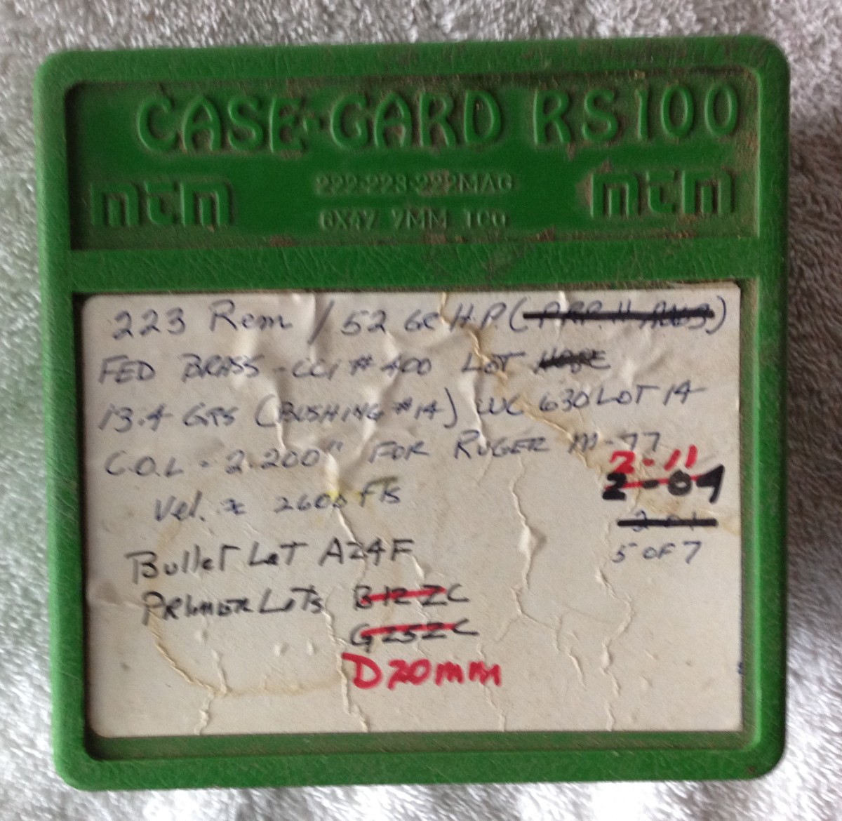 Mtm Case-Gard Rs100 Rs 100 Ammo Box Green 222-223-222 Mag 6x47 7mm Tcu ...