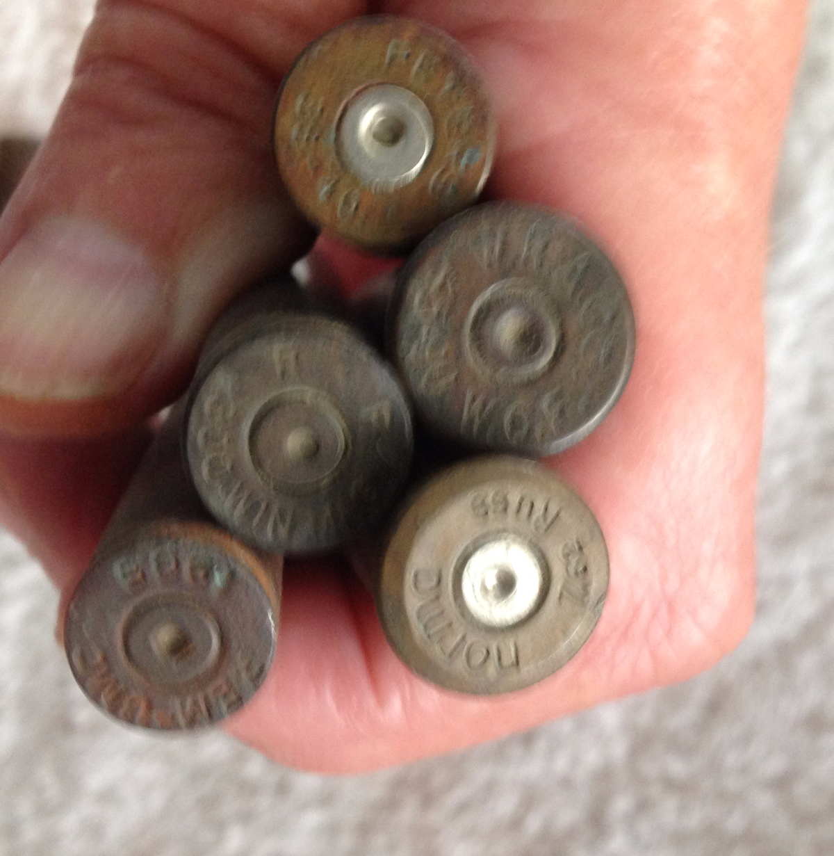 VARIETY PACK OF VINTAGE FIRED BRASS CARTRIDGE CASES 25 count W. R. A ...