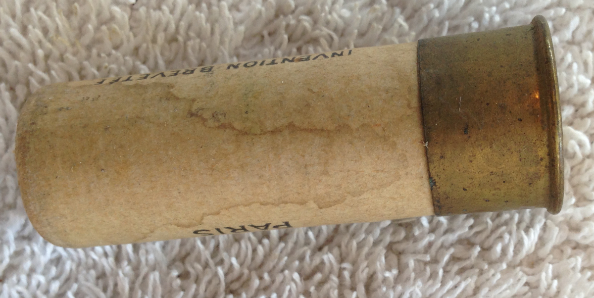 GEVELOT PARIS 12 GAUGE SHOTGUN SHELL INVENTION BREVETEE S. G. D. G. 7 ...