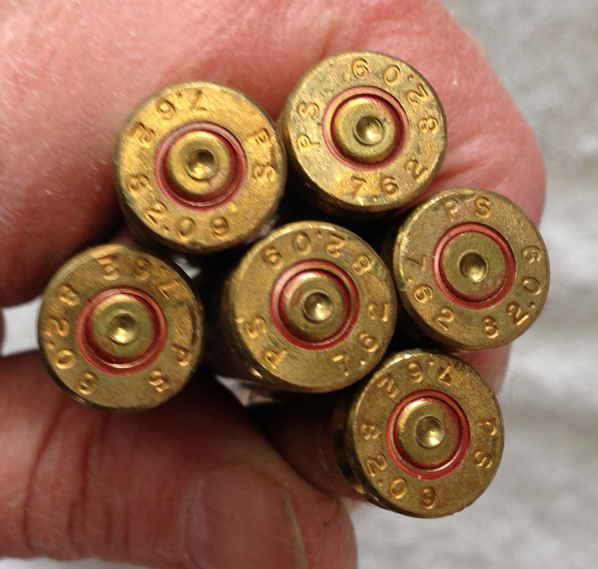 PS 7.62 82.09 FIRED BRASS CARTRIDGE CASES 63 count RELOADING COMPONENTS ...