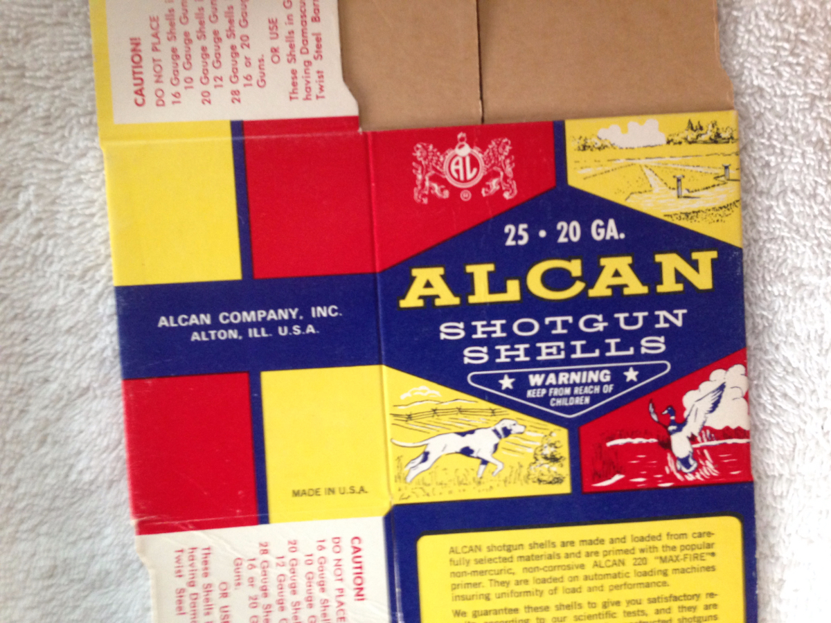 Alcan 20 Gauge Shotgun Shells Flat Unopened Empty Box Vintage Smokeless ...