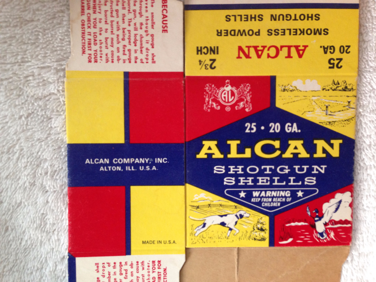 Alcan 20 Gauge Shotgun Shells Flat Unopened Empty Box Vintage Smokeless ...
