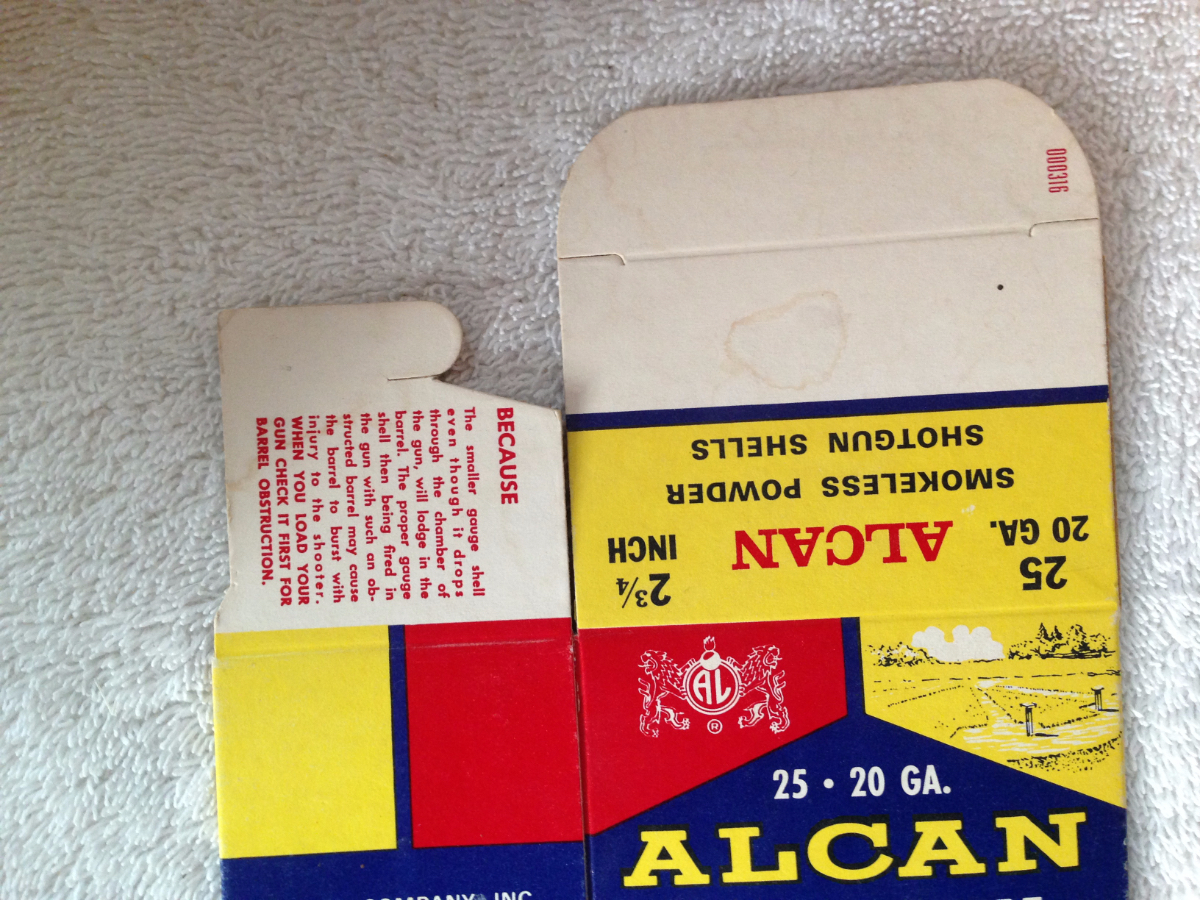 Alcan 20 Gauge Shotgun Shells Flat Unopened Empty Box Vintage Smokeless ...