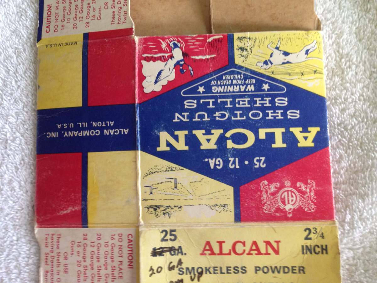 Alcan 12 Gauge Shotgun Shells Empty Box Vintage Smokeless Powder / 1031 ...