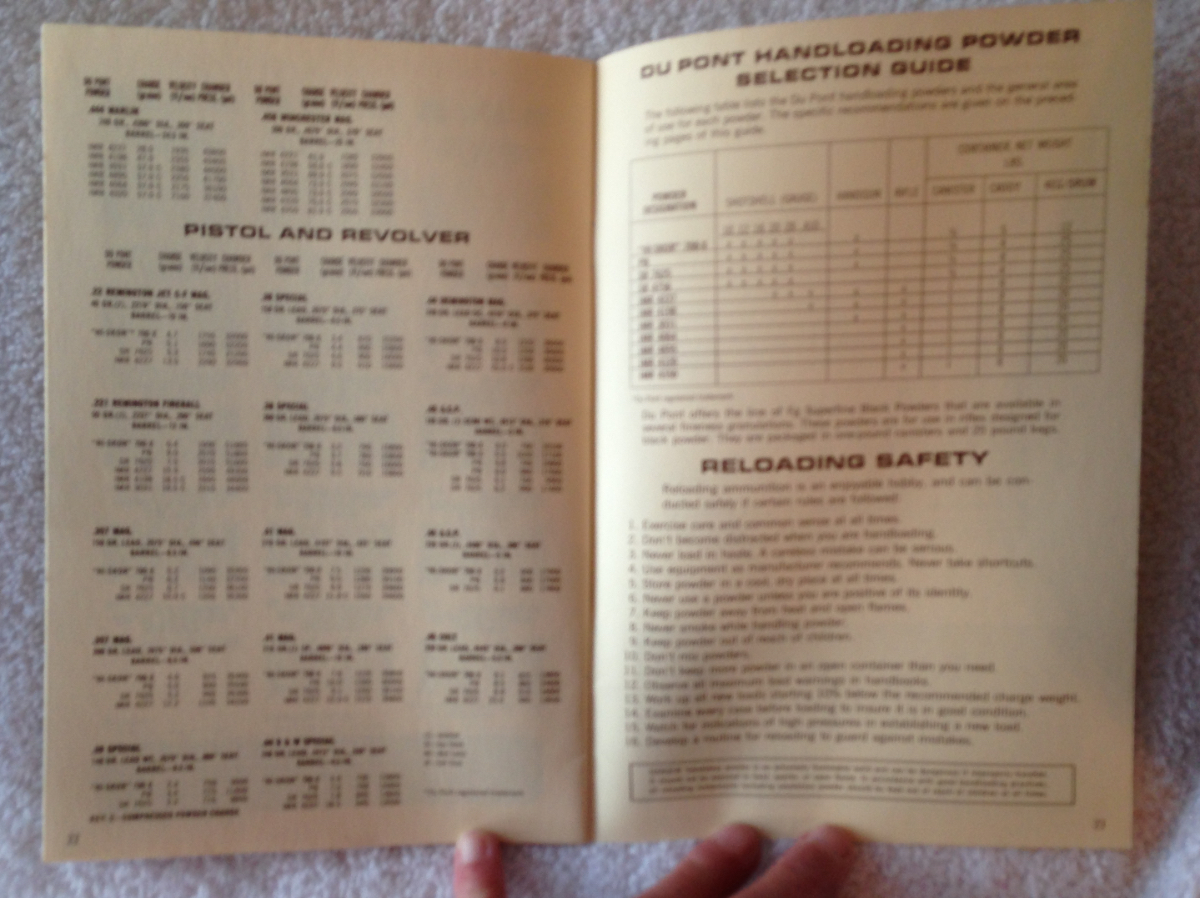 Dupont Handloader`S Guide To Powders For 1968-69 23 Pages Soft Cover ...