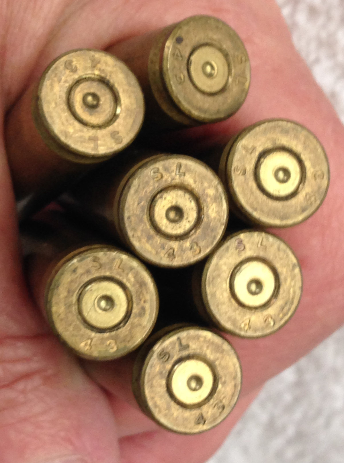 30 CALIBER FIRED BRASS SL 43 SAINT LOUIS MILITARY ROUNDS 14 count ST ...