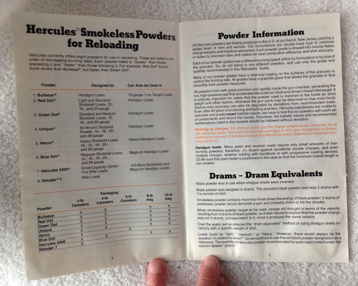 Reloaders` Guide For Hercules Smokeless Powders Revised October 1980 / ...