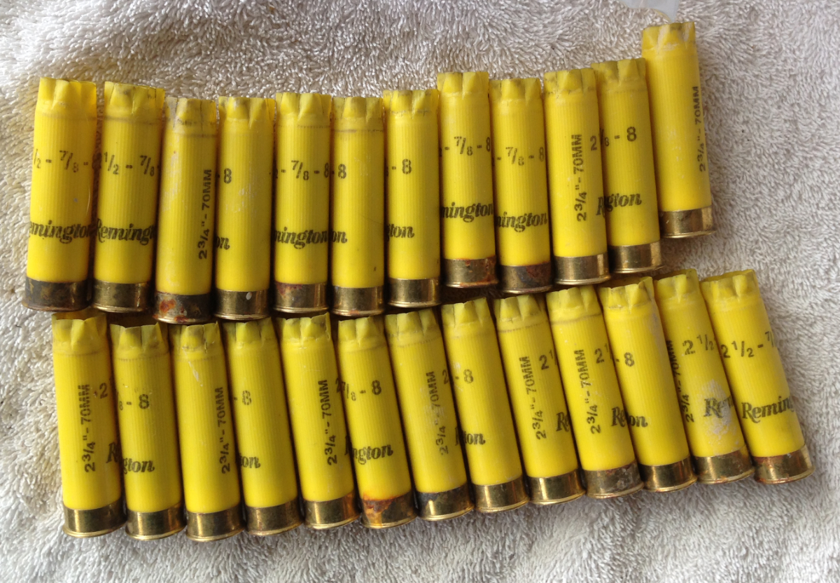 20 GAUGE 2 3/4" - 70MM 2 1/2 - 7/8 - 8 REMINGTON YELLOW RIBBED PLASTIC ...