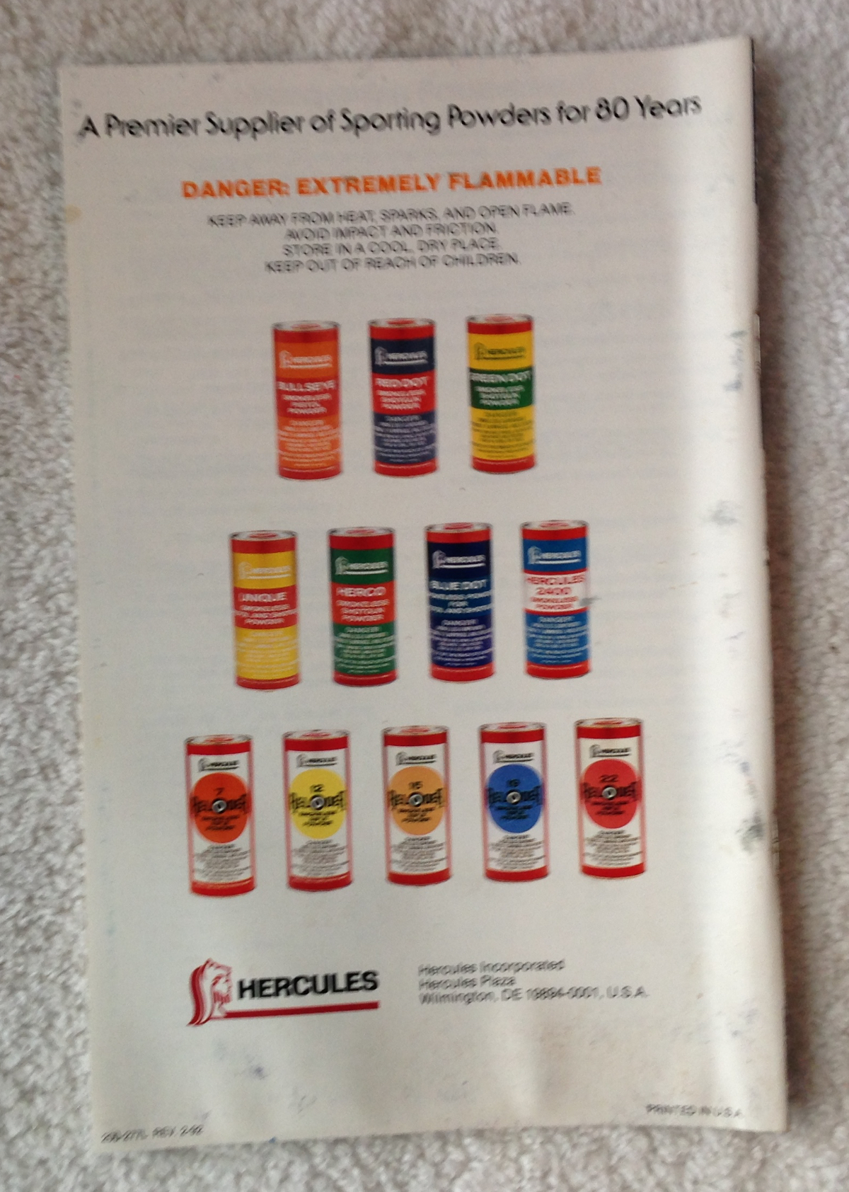 RELOADERS` GUIDE FOR HERCULES SMOKELESS POWDERS BOOK 1992 58 pages ...