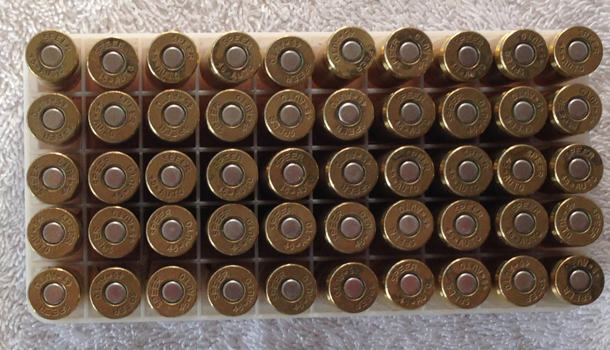 45 AUTO 230 GRAIN FMJ ROUND NOSE BULLETS AMMUNITION AMMO 50 count BRASS ...