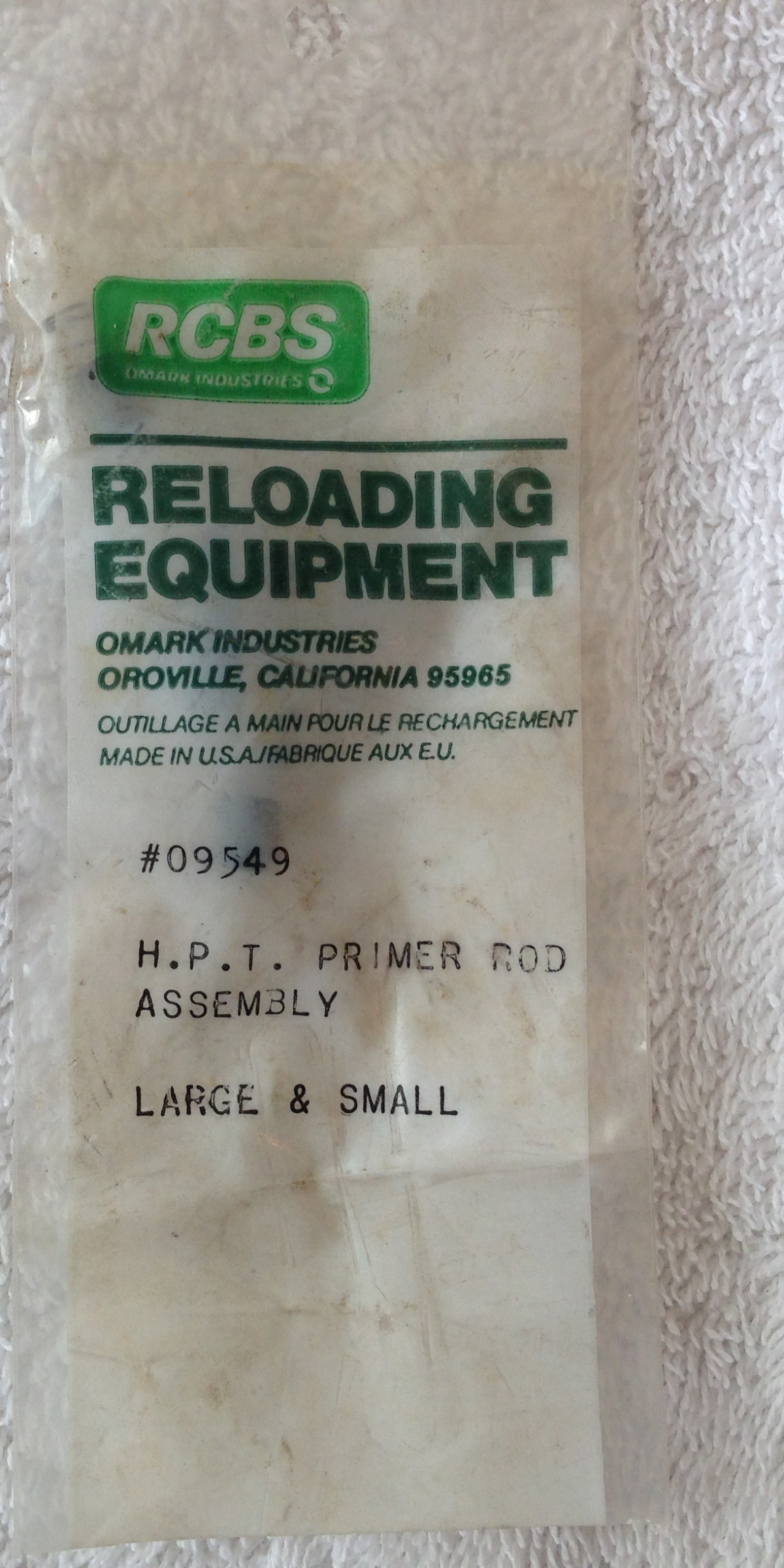 Rcbs H.P.T. Primer Rod Assembly Large & Small Rod Spring Two Sleeves ...