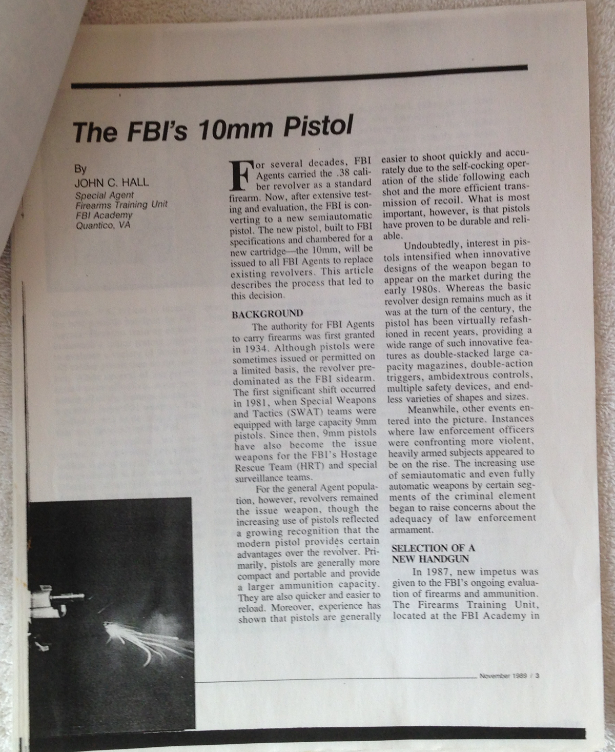 FBI LAW ENFORCEMENT BULLETIN NOVEMBER 1989 THE FBI`S 10mm PISTOL 14 ...