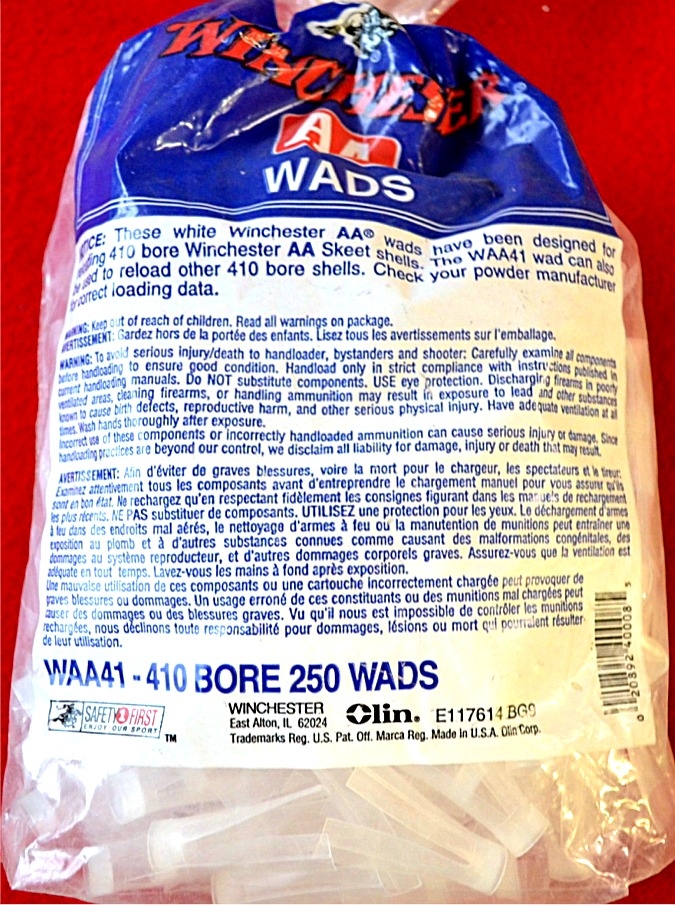Winchester Waa41 410 Bore Wads, 1450 Pcs, 5 Bags Of 250 + 1 Bag Of 200 ...