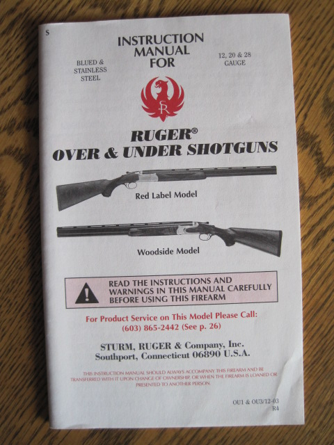 Ruger Red Label & Woodside Instruction Manual For Sale at GunAuction ...