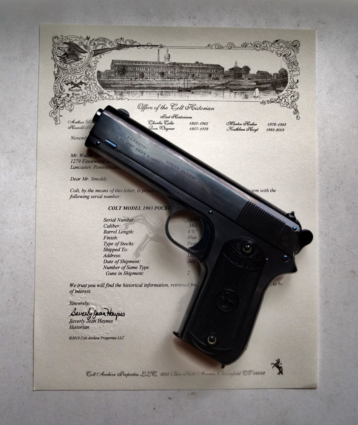 Colt 1903 POCKET HAMMER (EARLY ROUND HAMMER) - MINT .38 Special ...