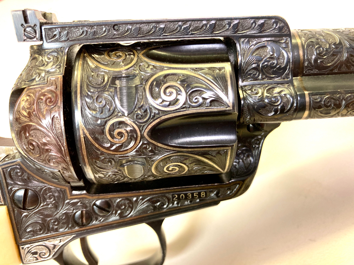 Ruger Fully Engraved Blackhawk-3 Screw, White Plastic Grips, 4.5" Bbl ...