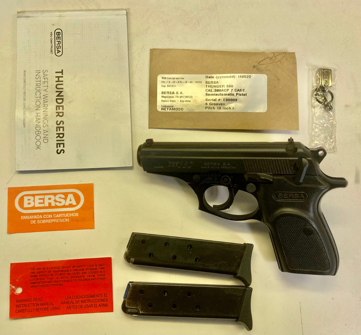 Bersa Thunder 380, Alloy Frame, Steel Slide, 2-7 Round Magazines, Adj ...