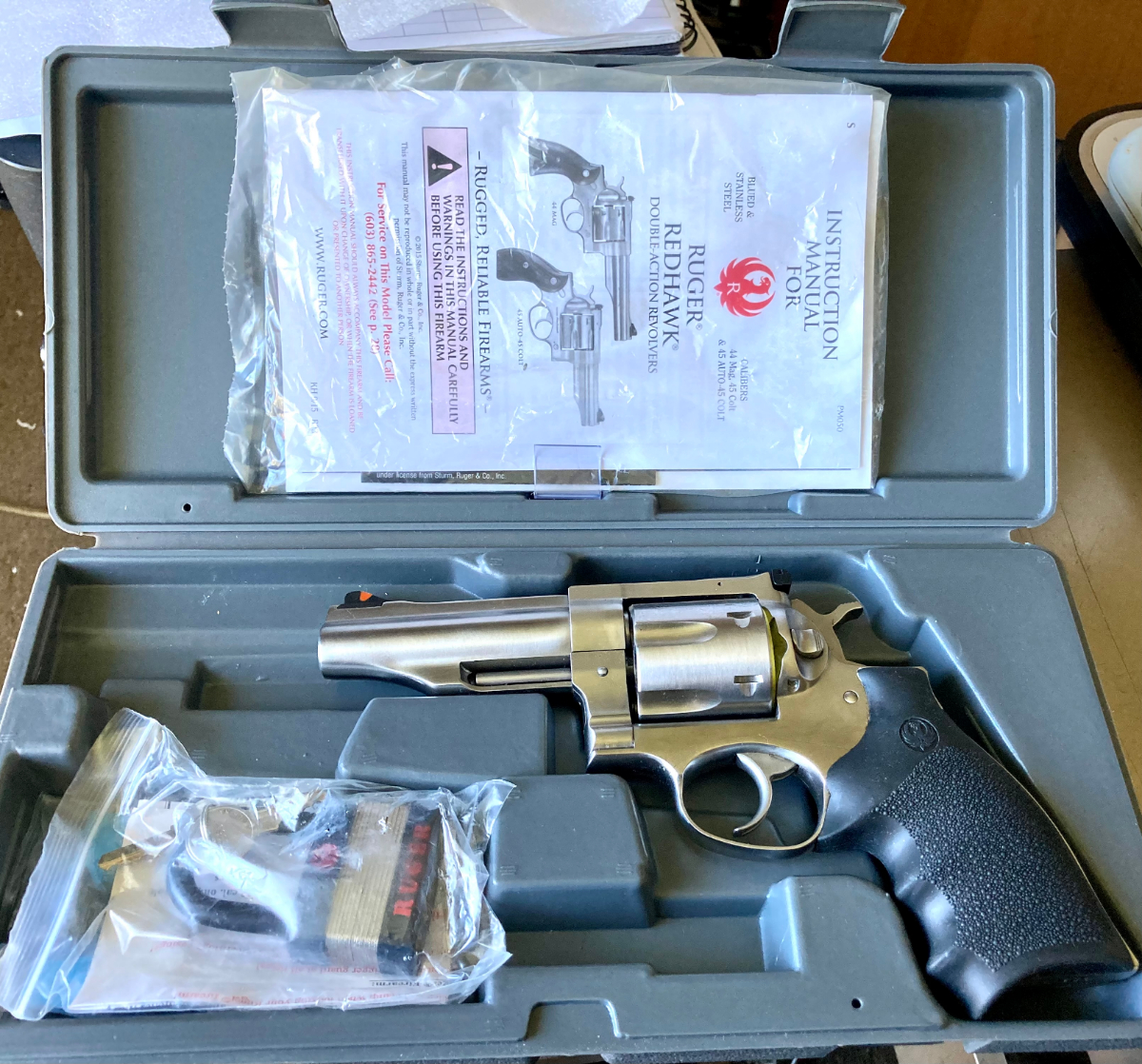 Ruger Redhawk, 4" Stainless Steel Heavy Duty Revolver, Pristine Condition In Original Box .45 ...