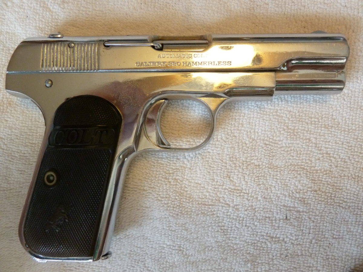 Colt Pair Of Nickel 1908 Hammerless Nickel 380 And 25 Semi Auto Pistols ...