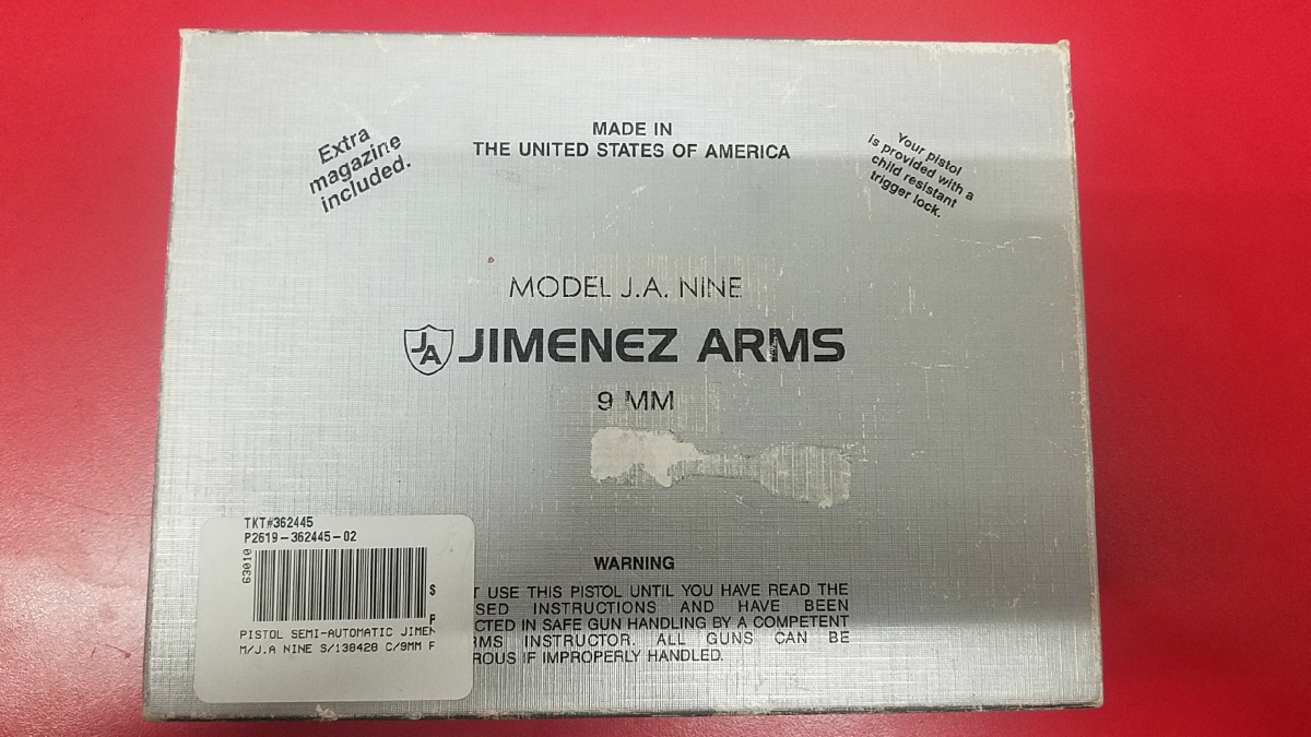 Jimenez Arms Jimenez Model J.A. Nine 9mm Pistol In Box. 9mm Luger For ...