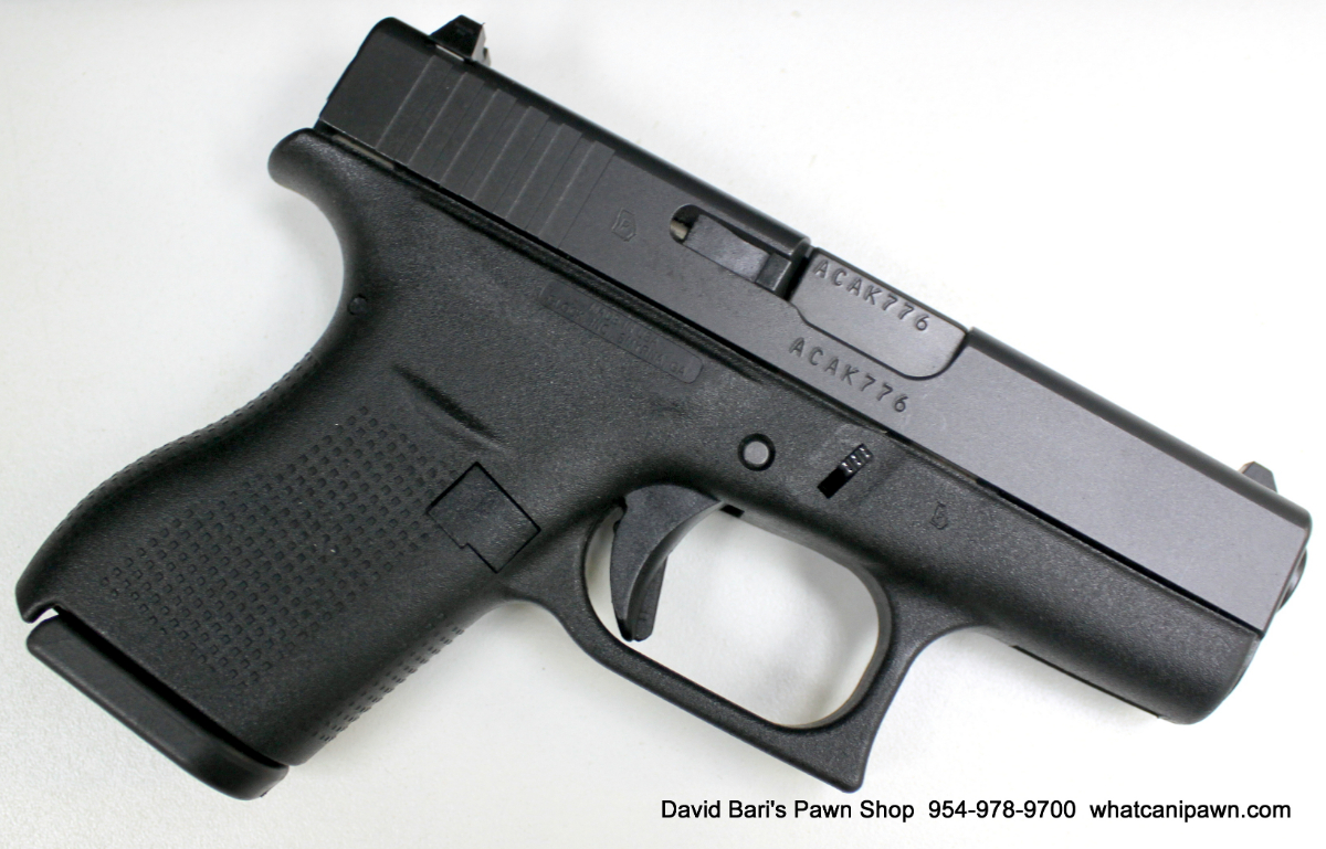 Glock 42 Cal .380acp 3.25" 6 Shot Single Stock Semi-Auto Pistol ...