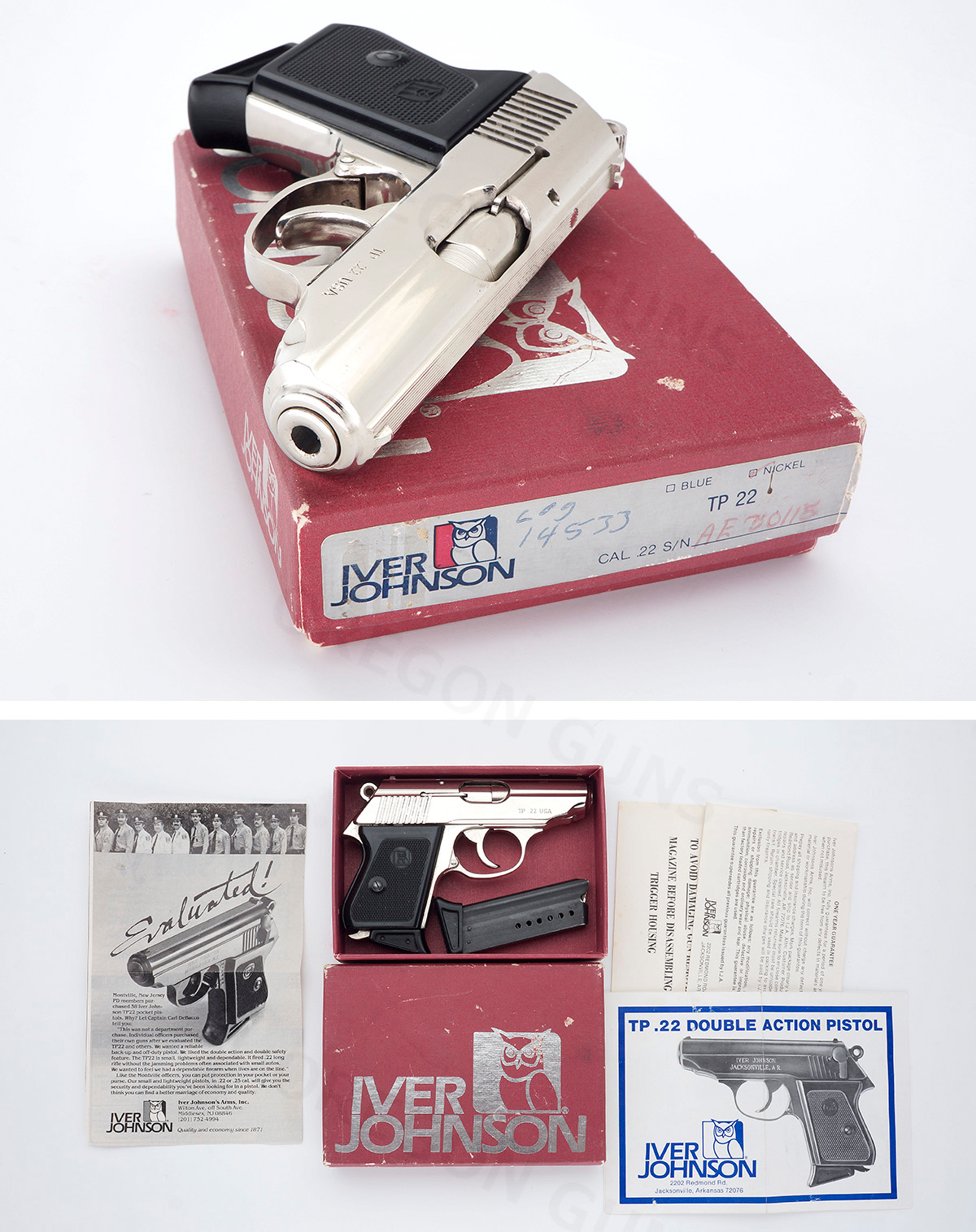 Iver Johnson Tp 22 Double Action Semiauto .22 Lr Nickel Finish Pistol ...