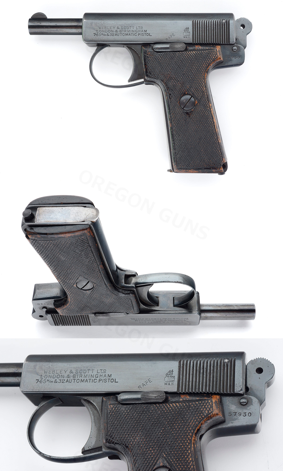 Webley & Scott Model 1908 Semi-Pistol 7.65 Mm C&R Ok Sn# 57930 .32 Auto ...
