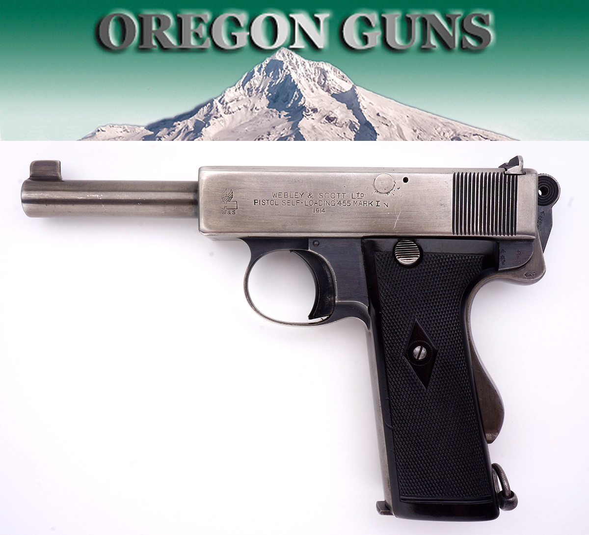 Webley & Scott NAVY MODEL MKI 1914 SELF LOADING PISTOL .455 WEBLEY ...