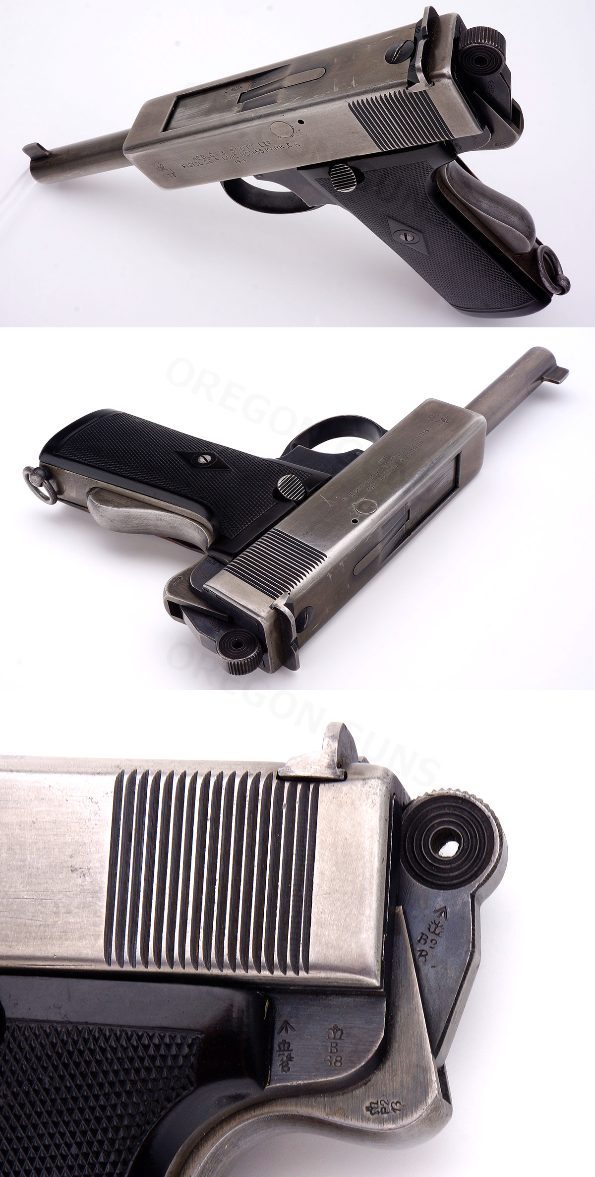 Webley & Scott Navy Model Mki 1914 Self Loading Pistol .455 Webley ...