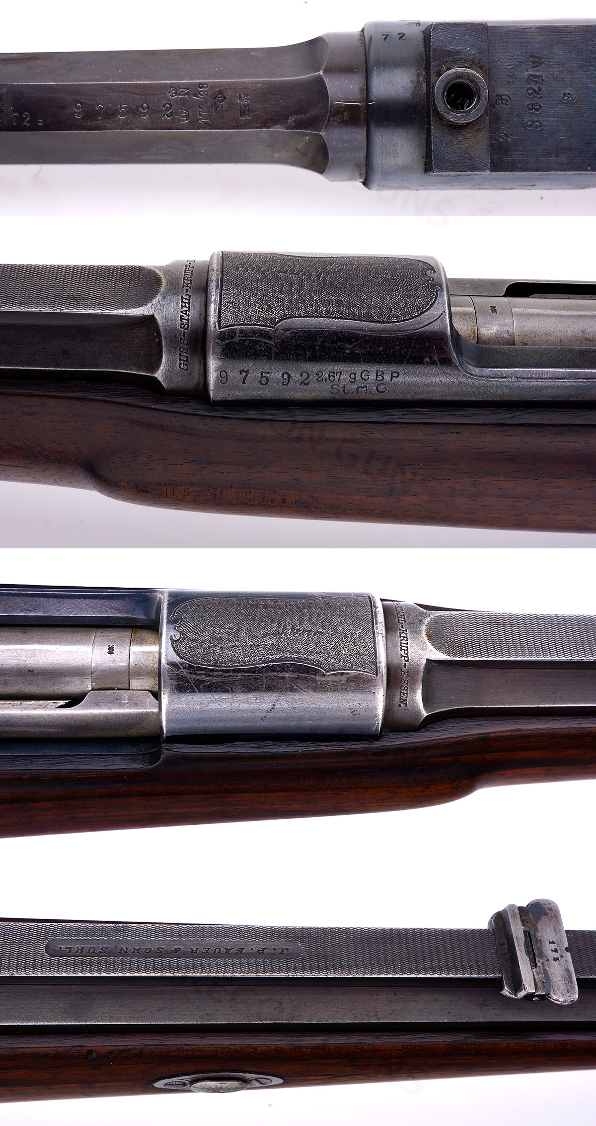 German Hunting Rifle Guss Stahl Krupp Essen Model 1909 Bolt Rifle 8.7mm ...