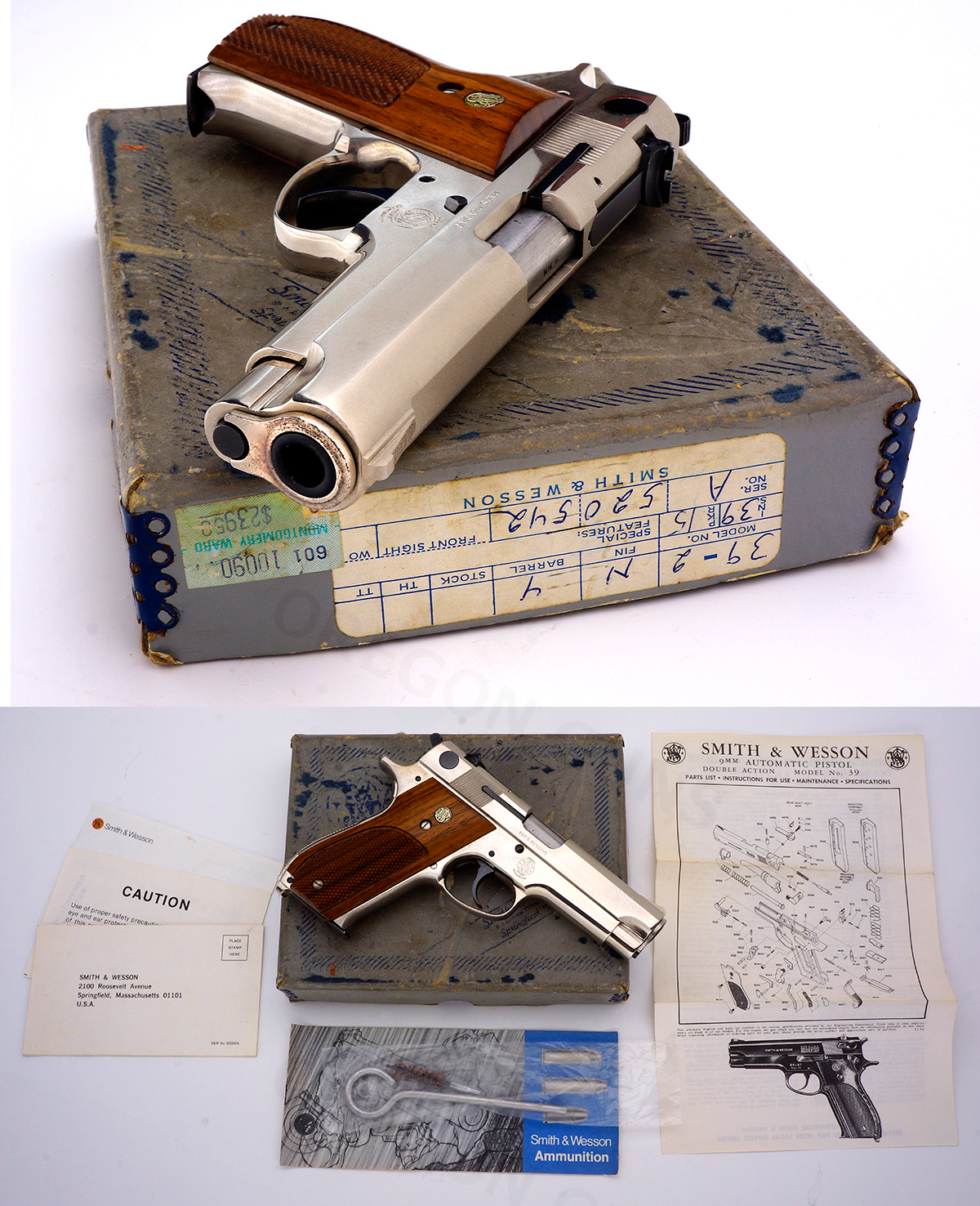 Smith & Wesson S&W Model 39-2 Nickel Semiauto 9mm Pistol In Minty ...