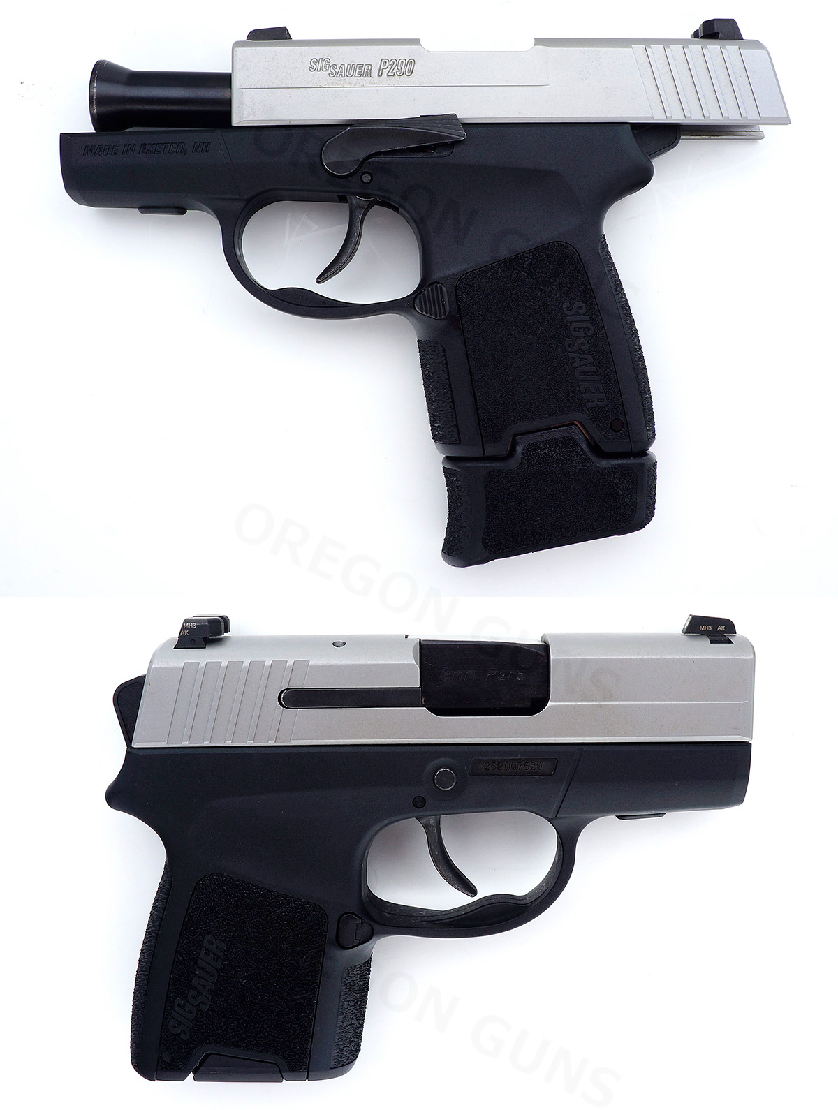 Sig Sauer P290 Sub-Compact Tow-Tone 9mm Pistol With Case, Holster And 2 ...