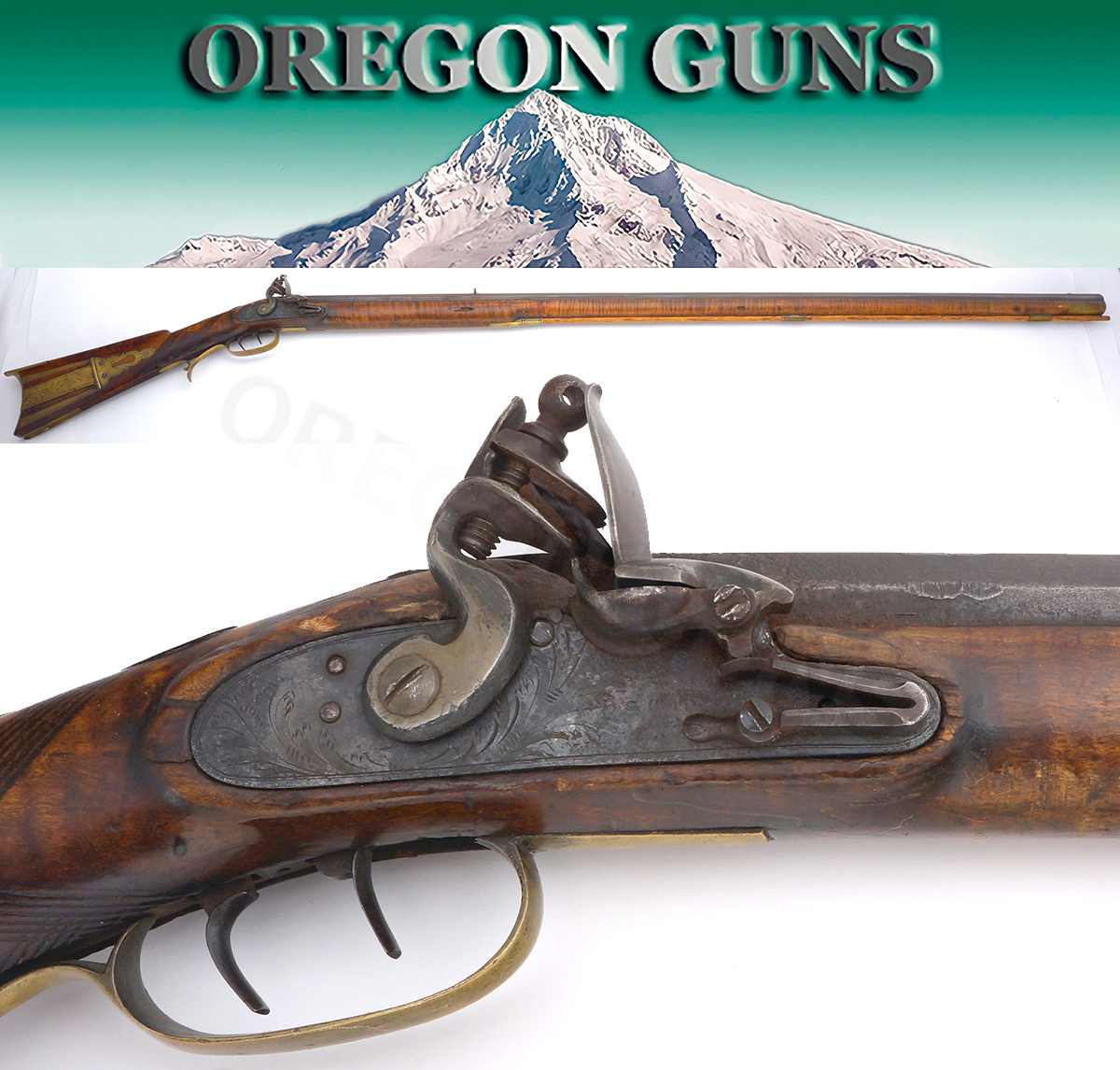 J. Fordney Lancaster Pa Kentucky Flintlock Full Stock Rifle .45 Cal ...