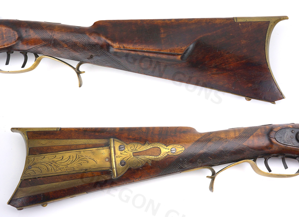 J. Fordney Lancaster Pa Kentucky Flintlock Full Stock Rifle .45 Cal ...