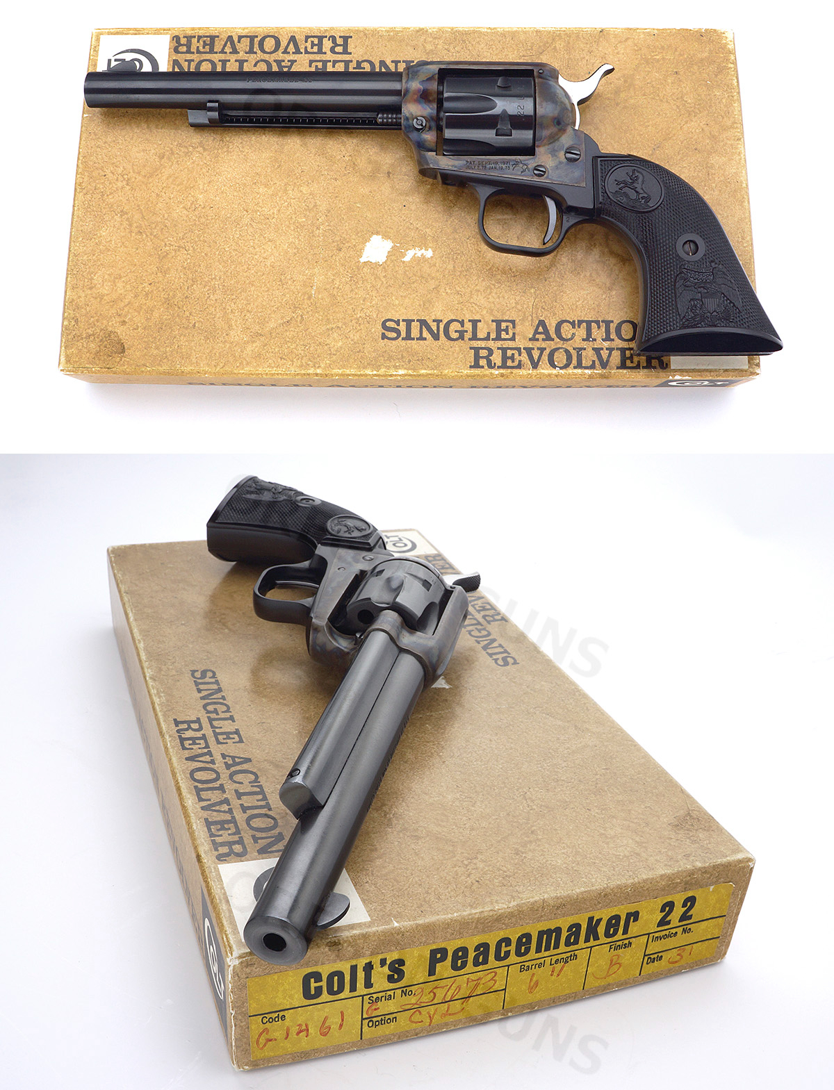 Colt - Peacemaker Saa .22 Caliber Single-Action Revolver, 6-Inch Barrel, Mfg 1971, C&R Ok Sn ...