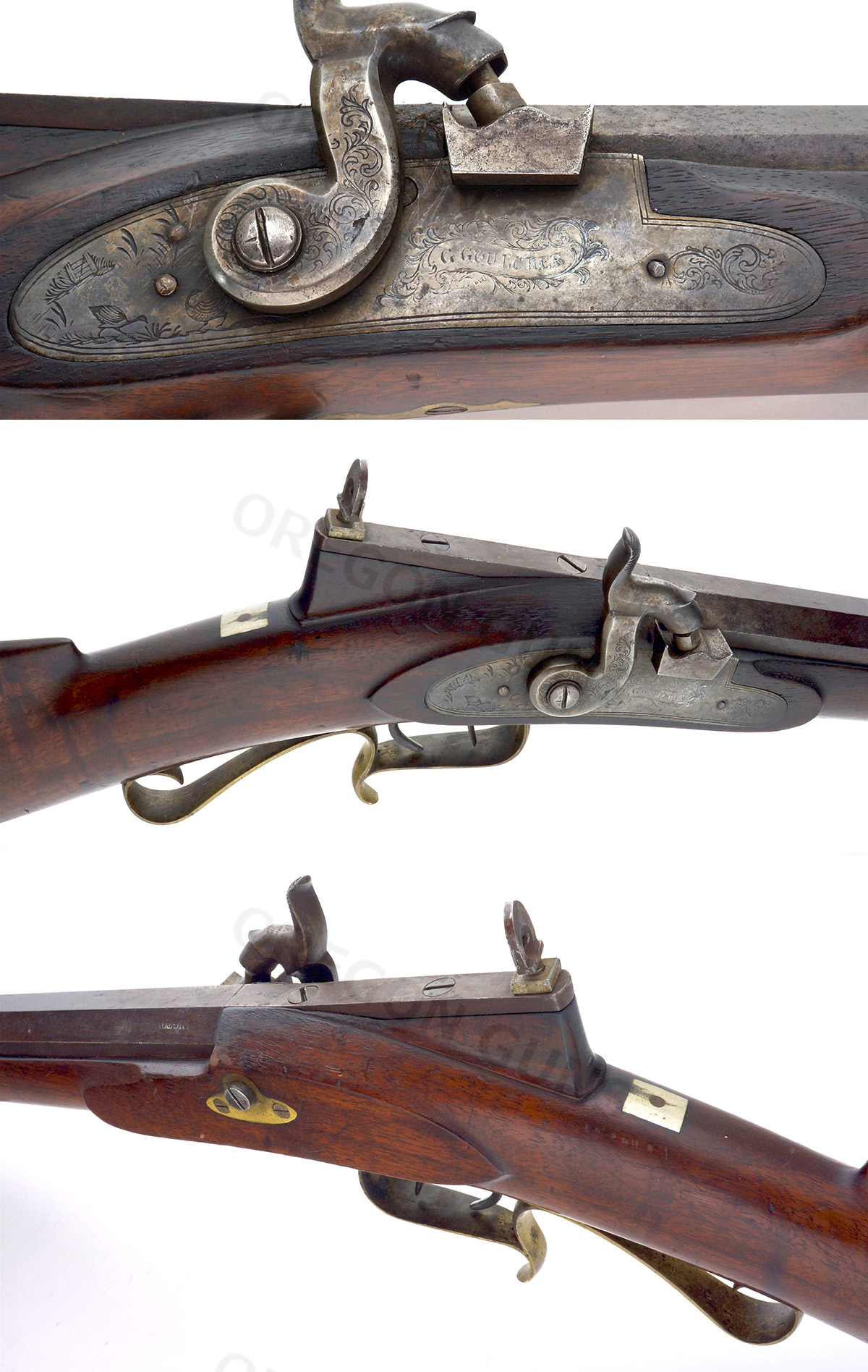 G Goulcher Percussion Trade Rifle Double-Set Trigger .36 Cal Antique No ...