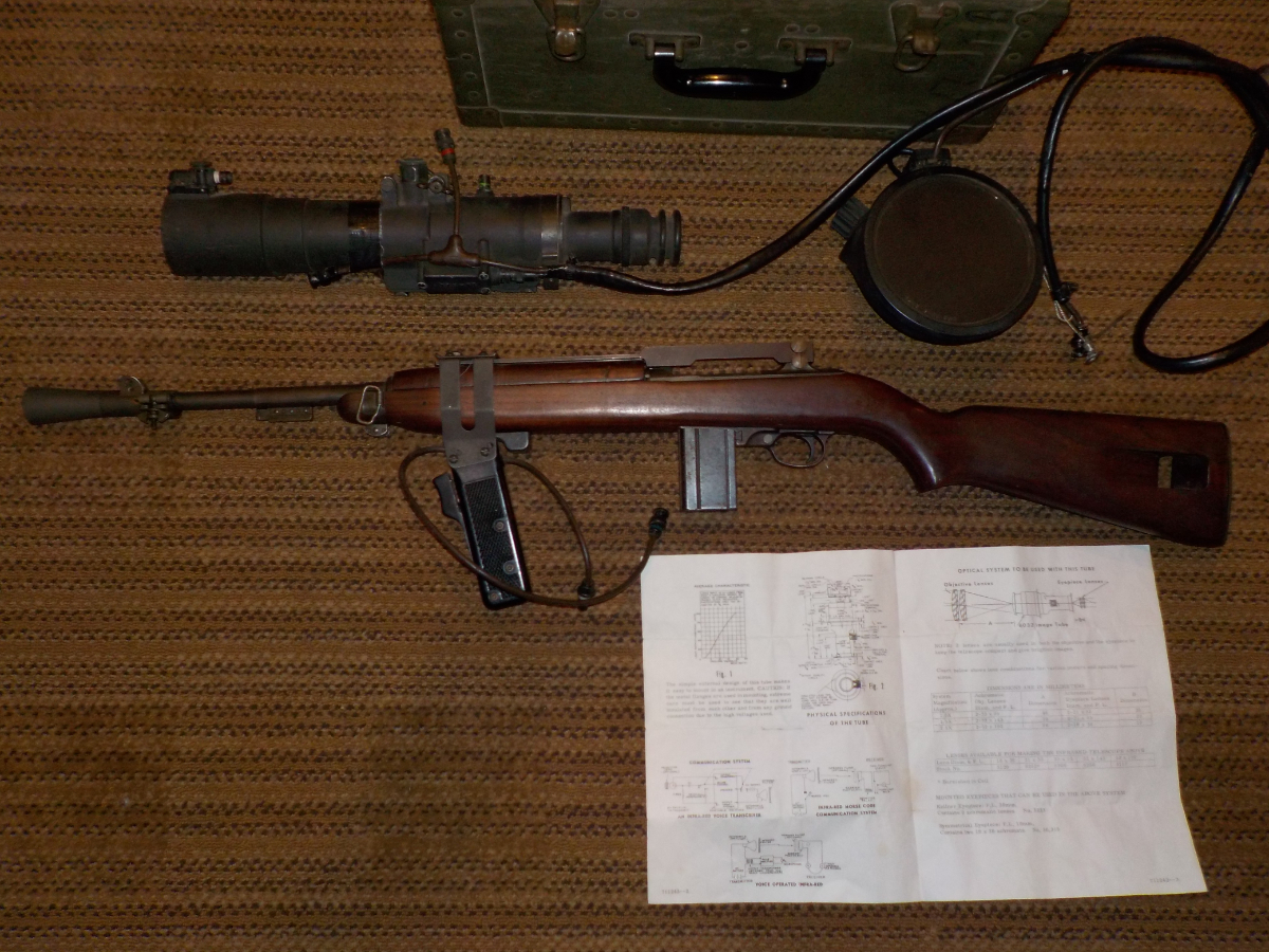 US M-3 INFRARED M1 CARBINE (INLAND) SNIPER SCOPE CASE WITH BATTERY ...