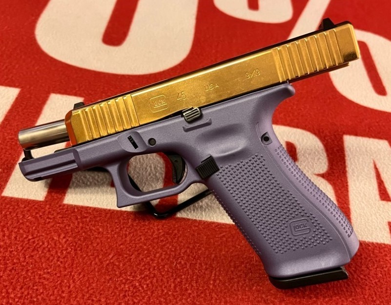 CUSTOM NICKEL AND GOLD PLATED GLOCK 45 ORCHID WITH PURPLE GRIP .45 ACP ...